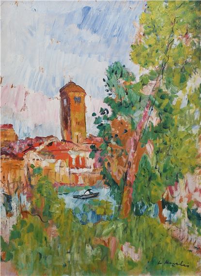 George Leslie Hunter | Gladioli in a green vase (1929) | MutualArt