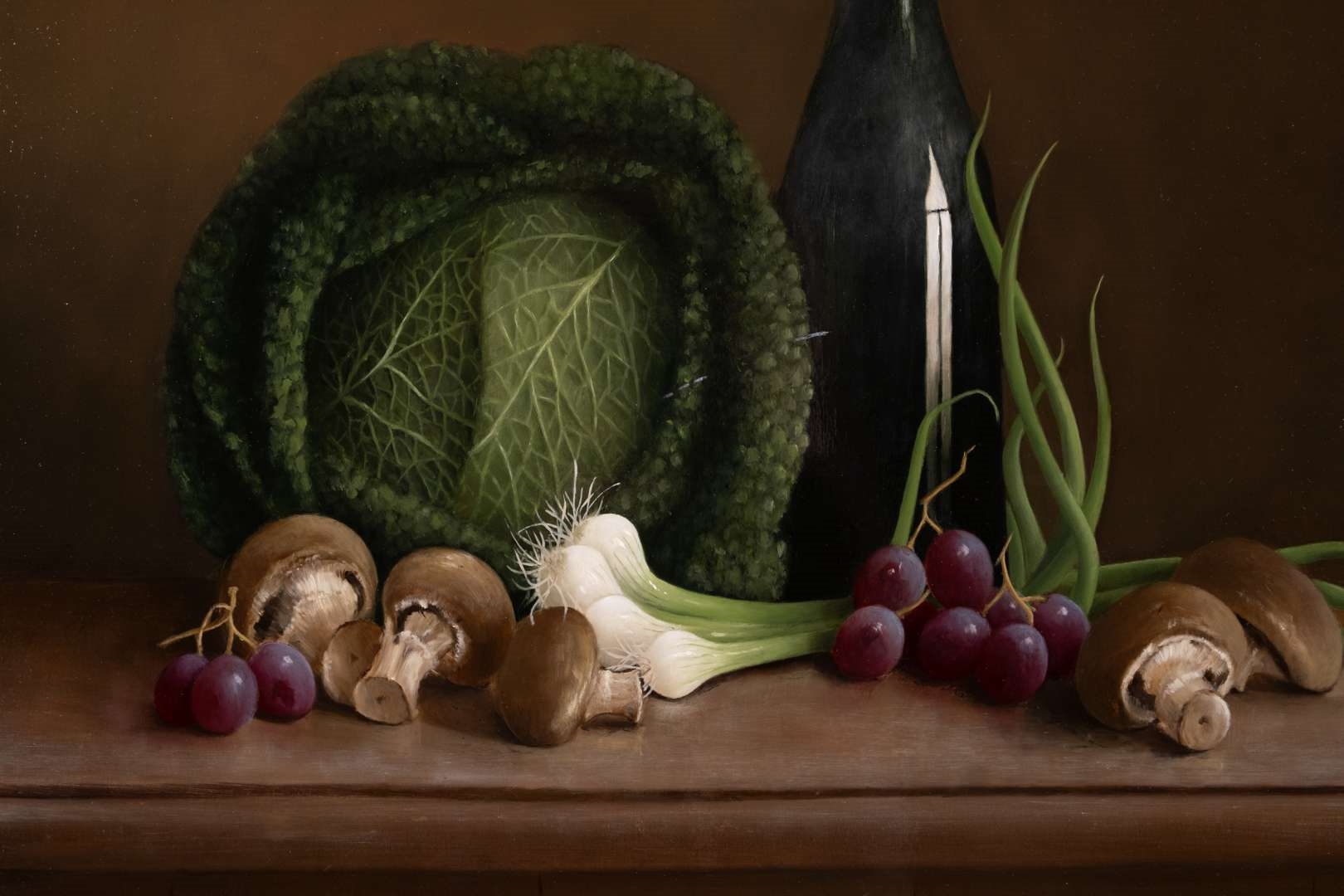 Tony De Wolf | Stilleven glazen fles en oogst van het land | MutualArt