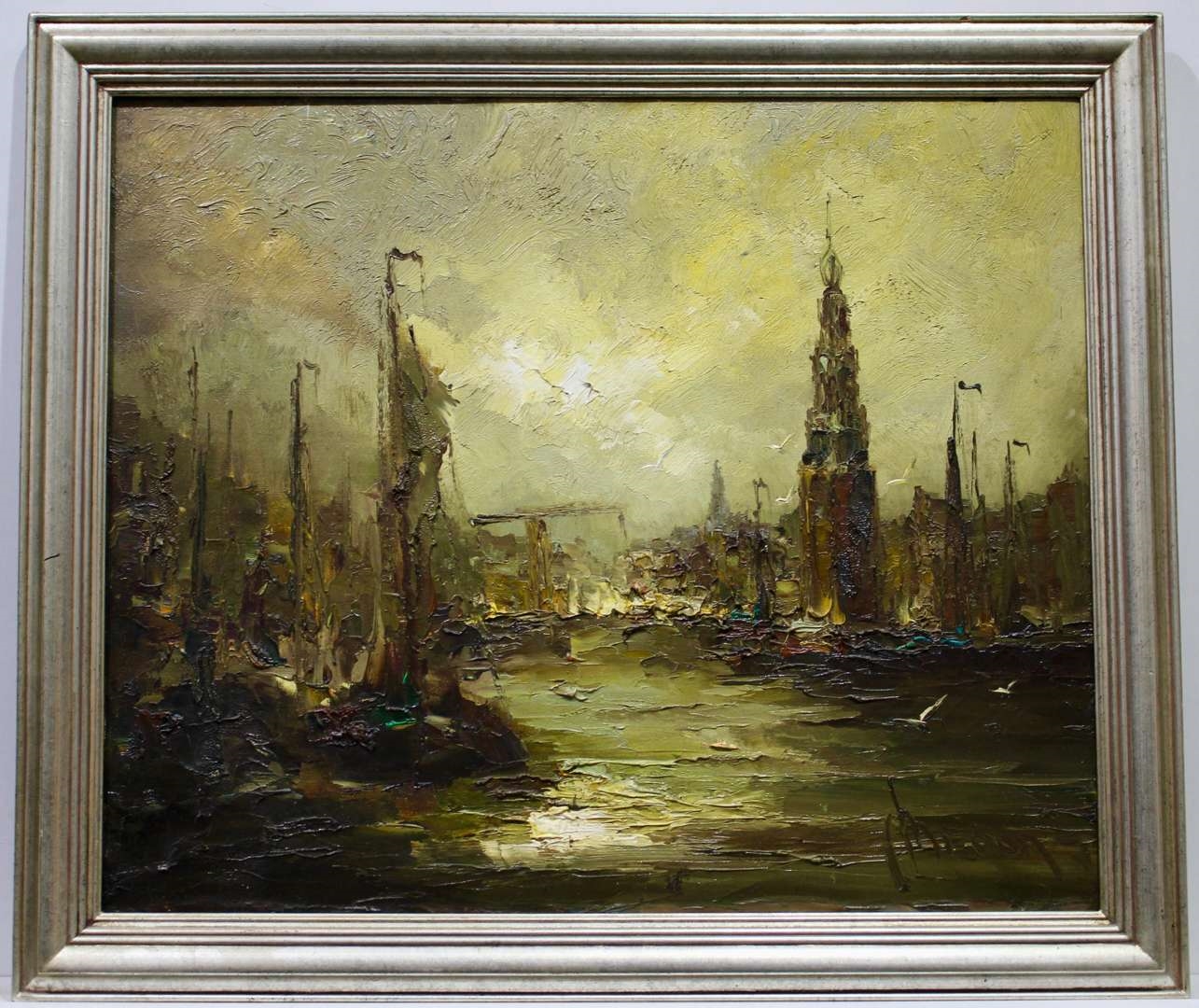 Jan Bévort | Amsterdamse gracht met de Montelbaanstoren | MutualArt