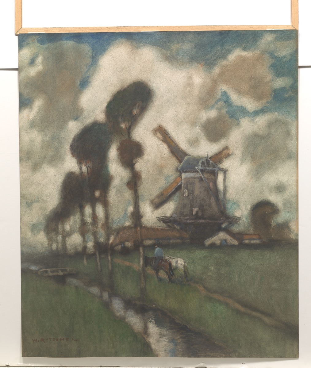 William Ritschel | Dutch landscape with windmill (1864) | MutualArt