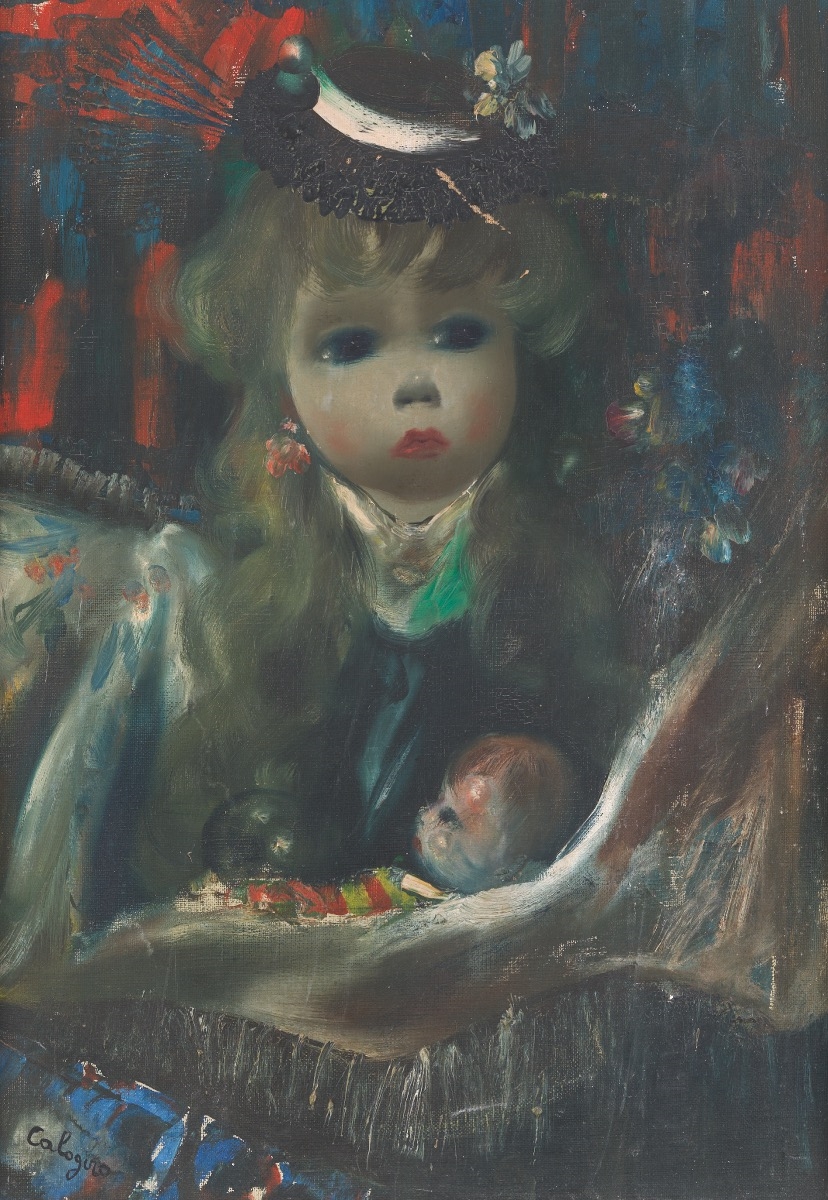 Jean Calogero | Portrait of a Girl with Doll (1922) | MutualArt