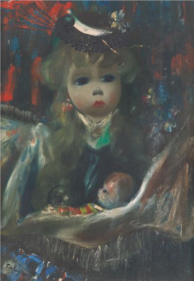Jean Calogero | Portrait of a Girl with Doll (1922) | MutualArt