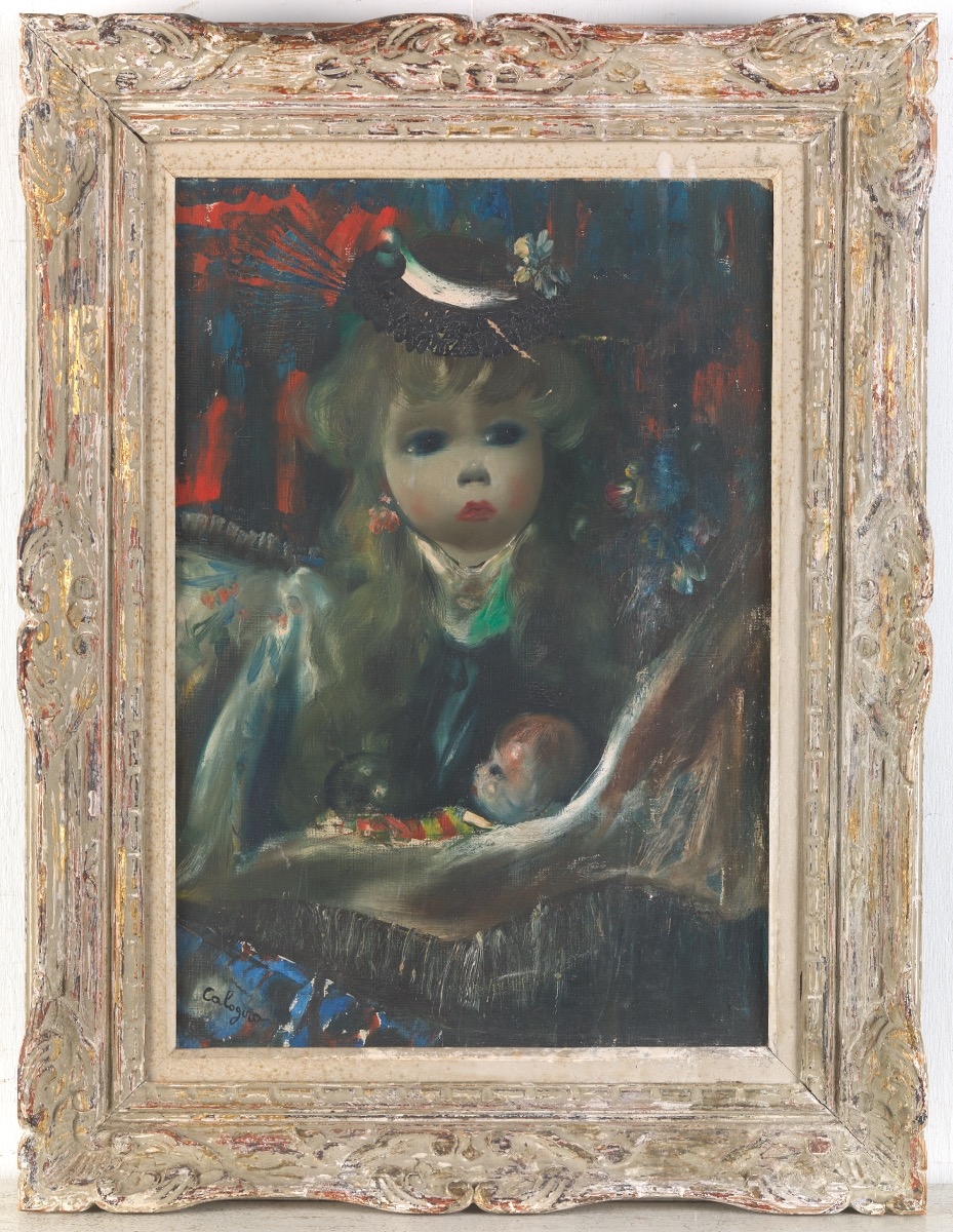 Jean Calogero | Portrait of a Girl with Doll (1922) | MutualArt