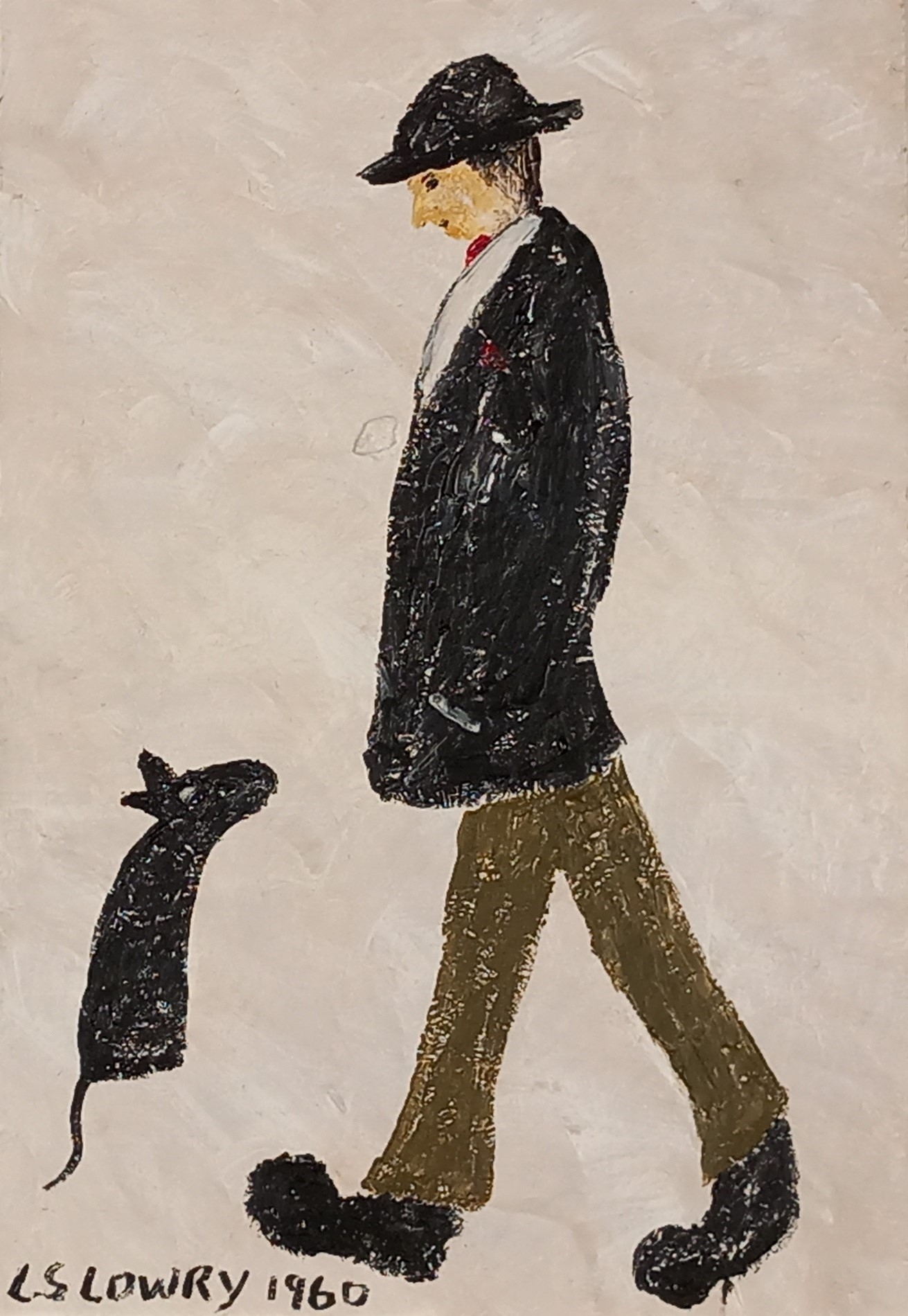 Laurence Stephen Lowry | Man Walking a Dog (1960) | MutualArt