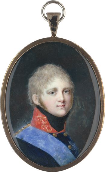 Gerhard von Kügelgen | Miniatur Portrait des Zaren Alexander I. von Russland in blauer Uniform ...