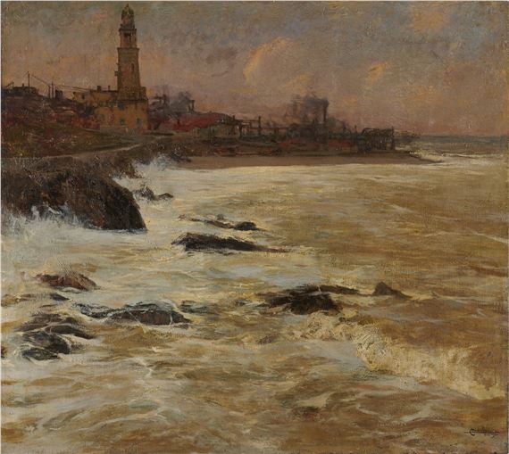 Ludovico Cavaleri | Il faro di Porto Vado (1922) | MutualArt