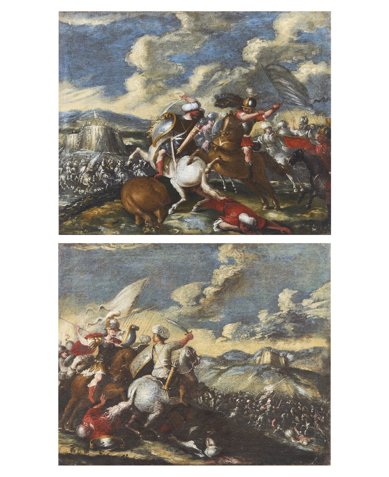 Aniello Falcone | Pair of paintings depicting battle scenes between ...