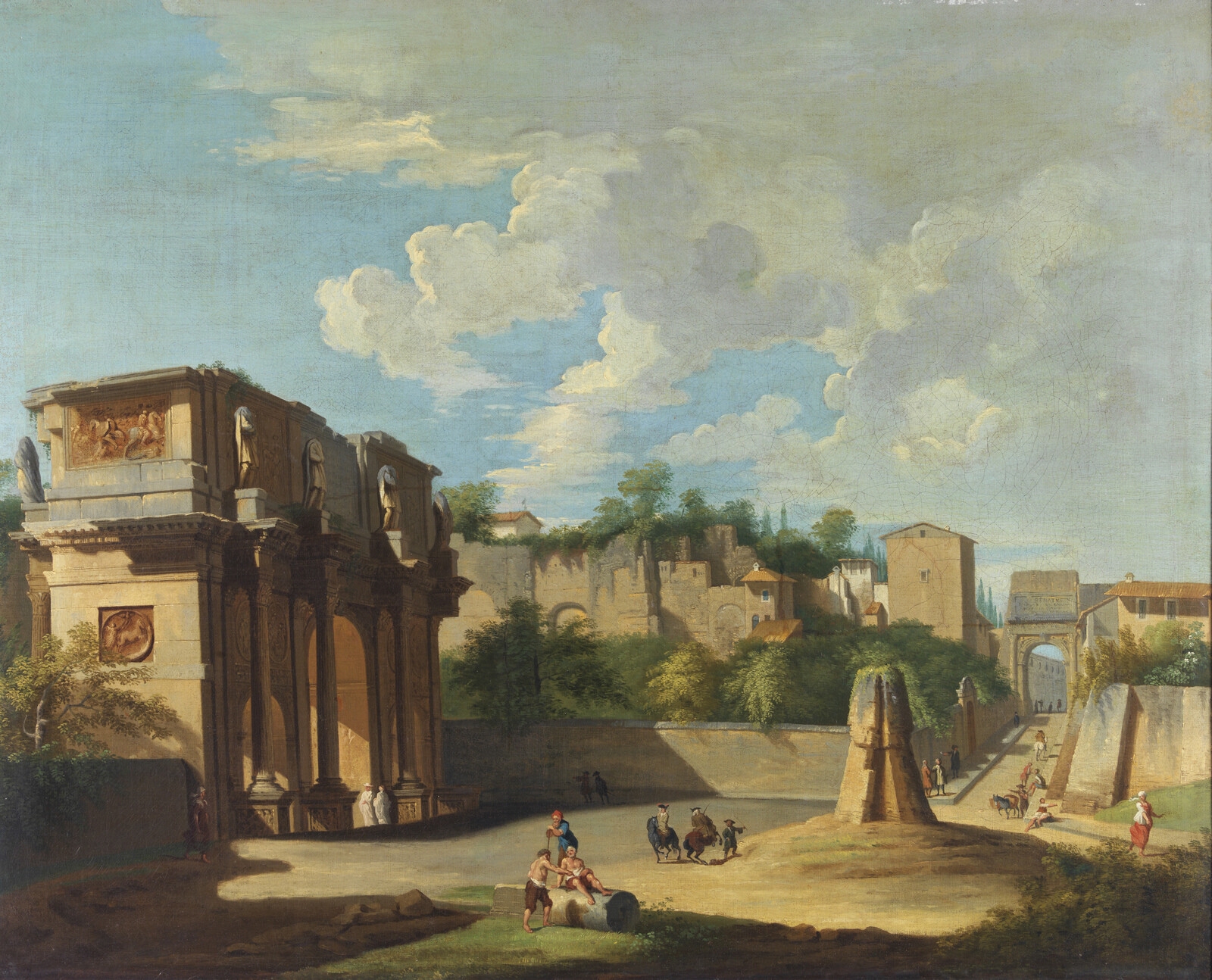 Roman School, 18th Century | View of Rome with the Arch of Constantine ...