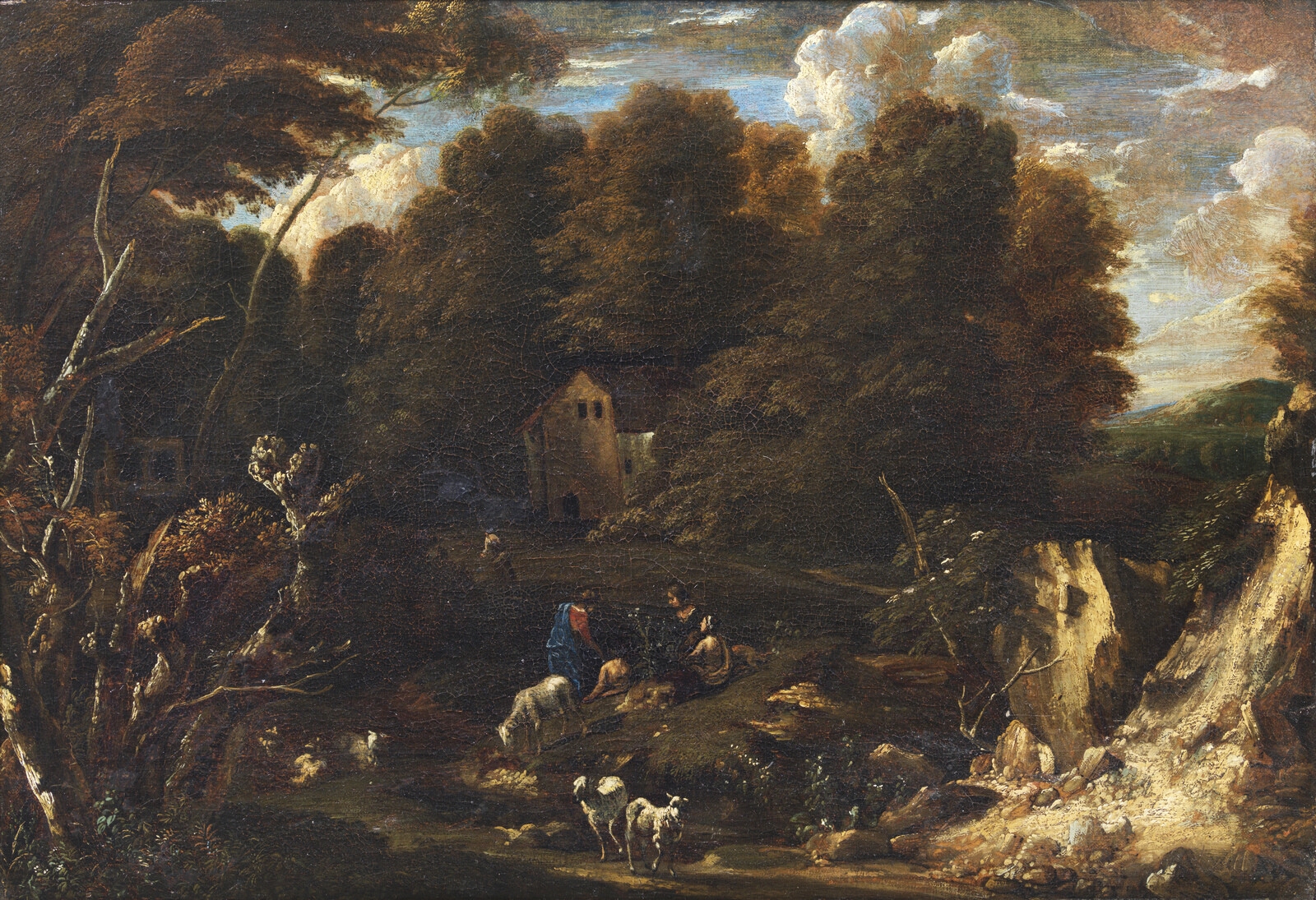 Antonio Francesco Peruzzini | Landscape with characters and animals ...