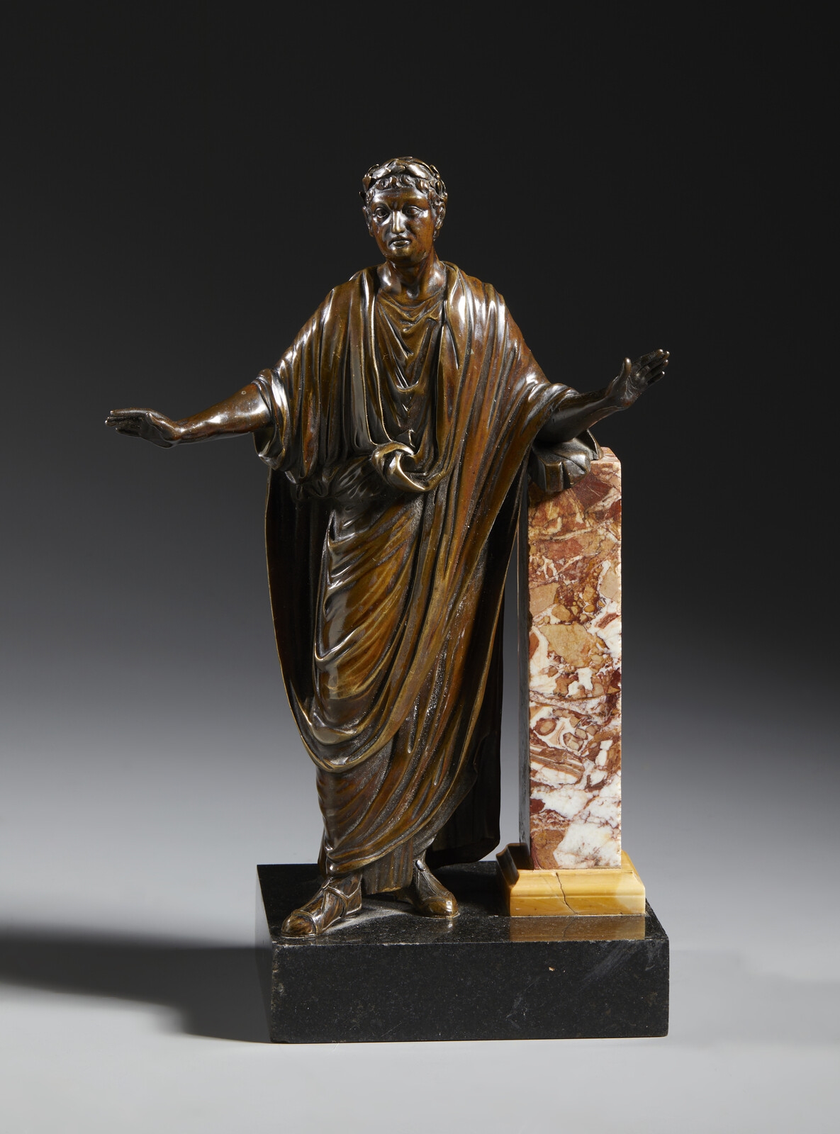 French School, 19th Century | A togated Roman figure leaning on a ...
