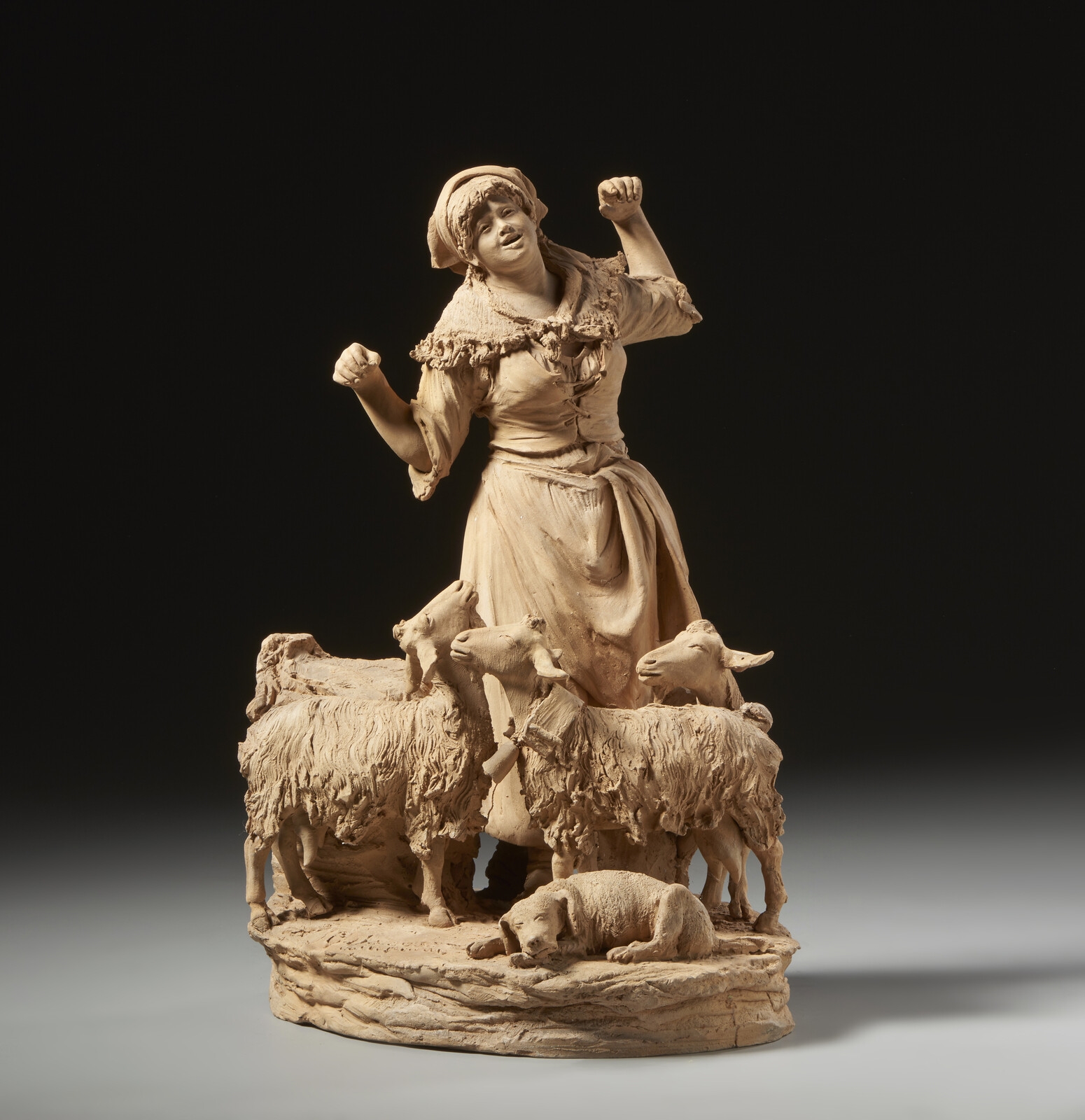 Giacomo Vaccaro | Shepherdess with flock | MutualArt