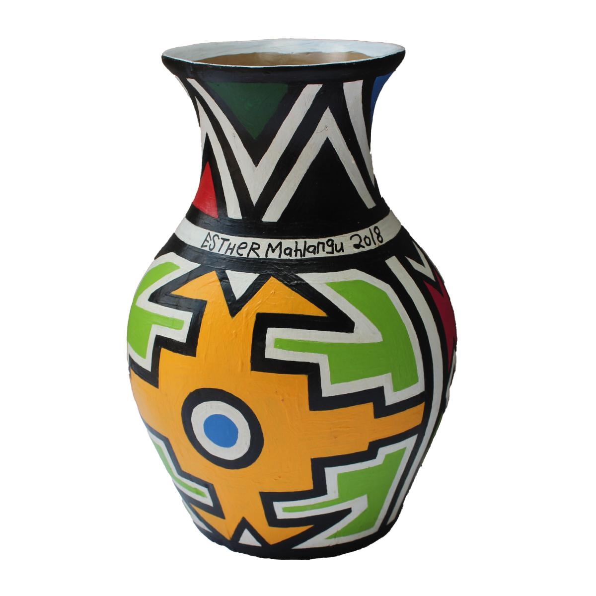 Esther Mahlangu | NDEBELE PATTERNS VASE (2018) | MutualArt