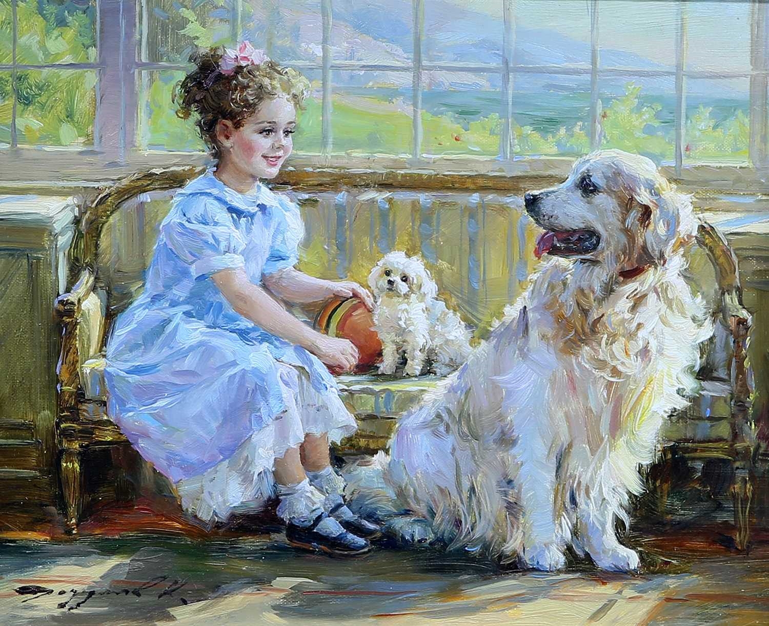 Konstantin Razumov | GIRL WITH HER DOGS | MutualArt