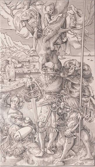 Urs Graf | TWO MERCENARIES AND A WOMAN WITH DEATH IN A TREE | MutualArt