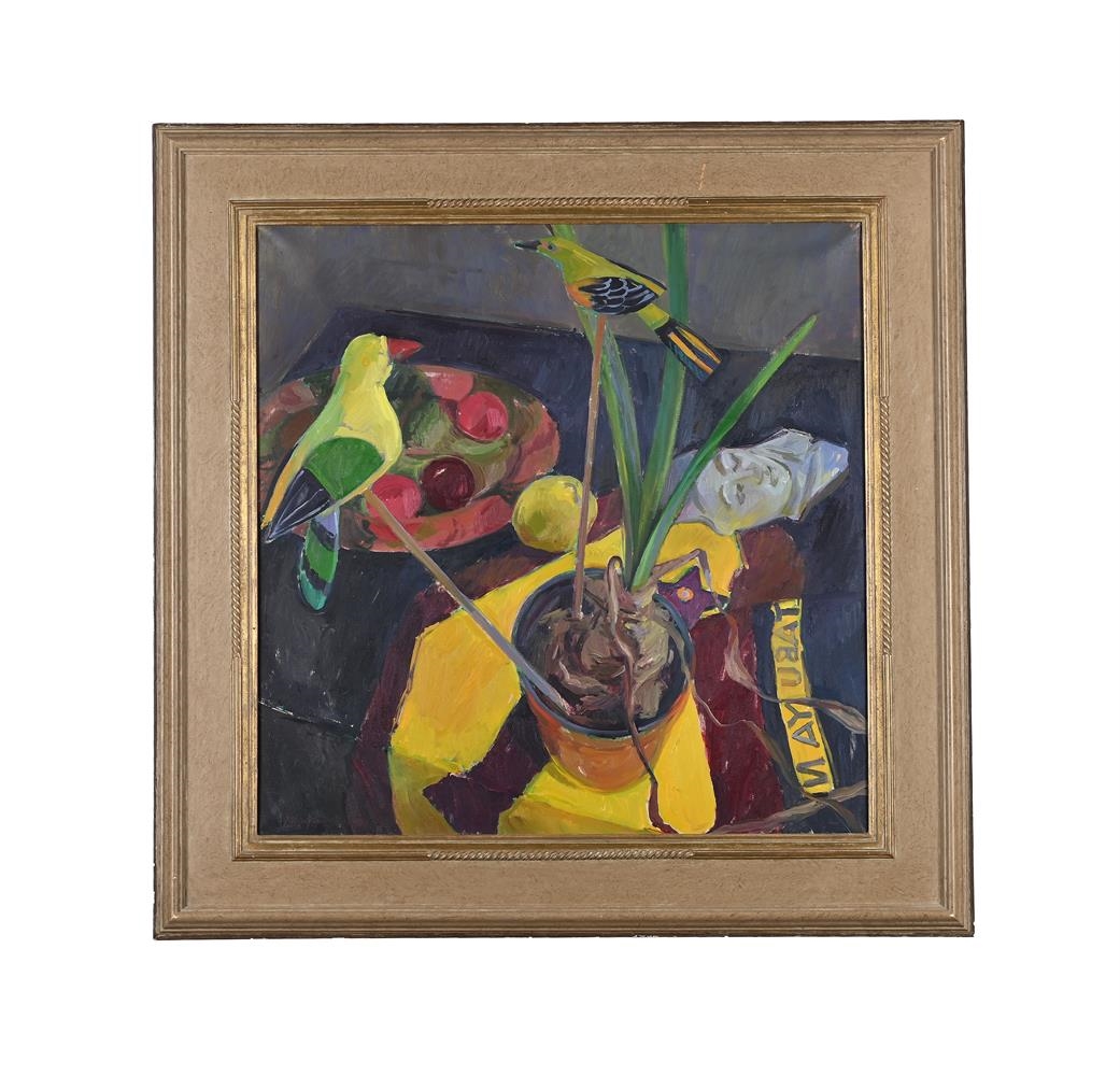 Binny Mathews | STILL LIFE WITH PLANT AND BIRD (1993) | MutualArt