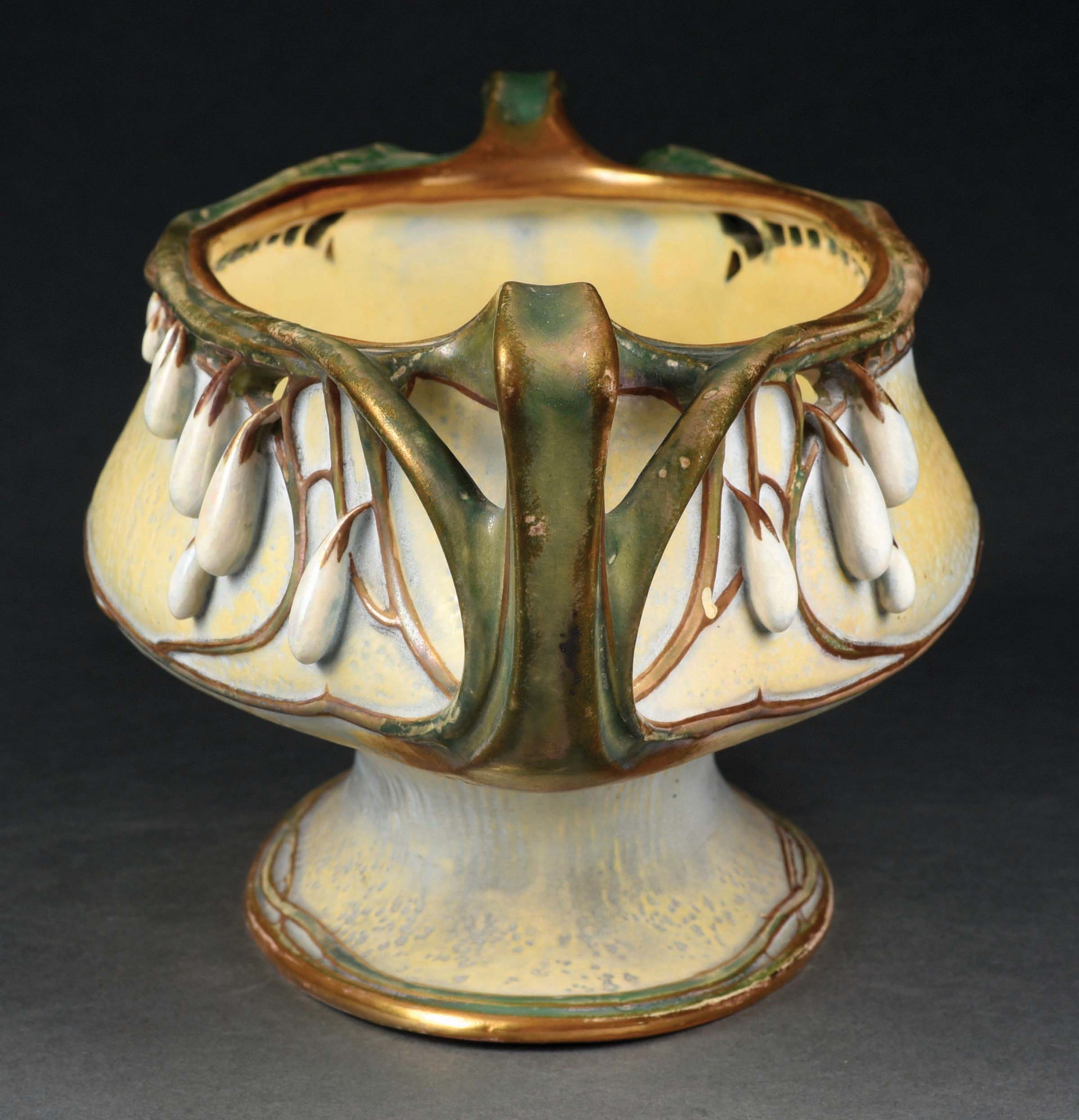 Paul Dachsel | PAUL DACHSEL EARTHENWARE CENTERPIECE W/ APPLIED RAINDOPS ...