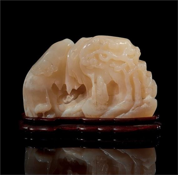 Chinese School, 18th Century | Beige soapstone group carved in the ...