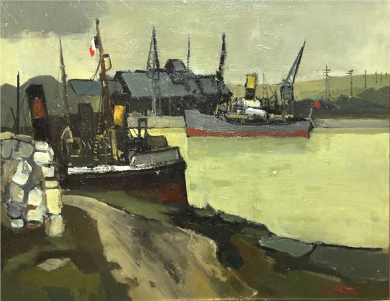 Claude Aliotti | Claude ALIOTTI (1925 - 1989) Harbor view Oil on canvas ...