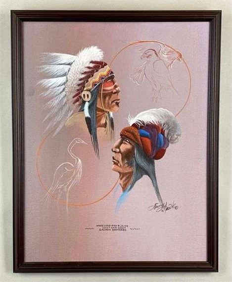 Jonny Hawk | 1991 Jonny Hawk Native American Warrior Portraits Oil ...