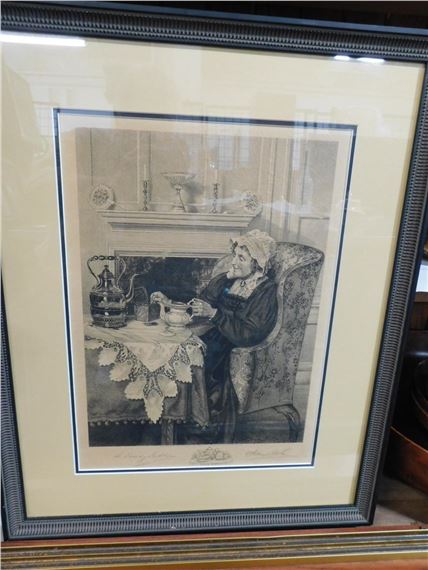 Walter Dendy Sadler | Tea Time, lady putting tea leaves into tea pot ...