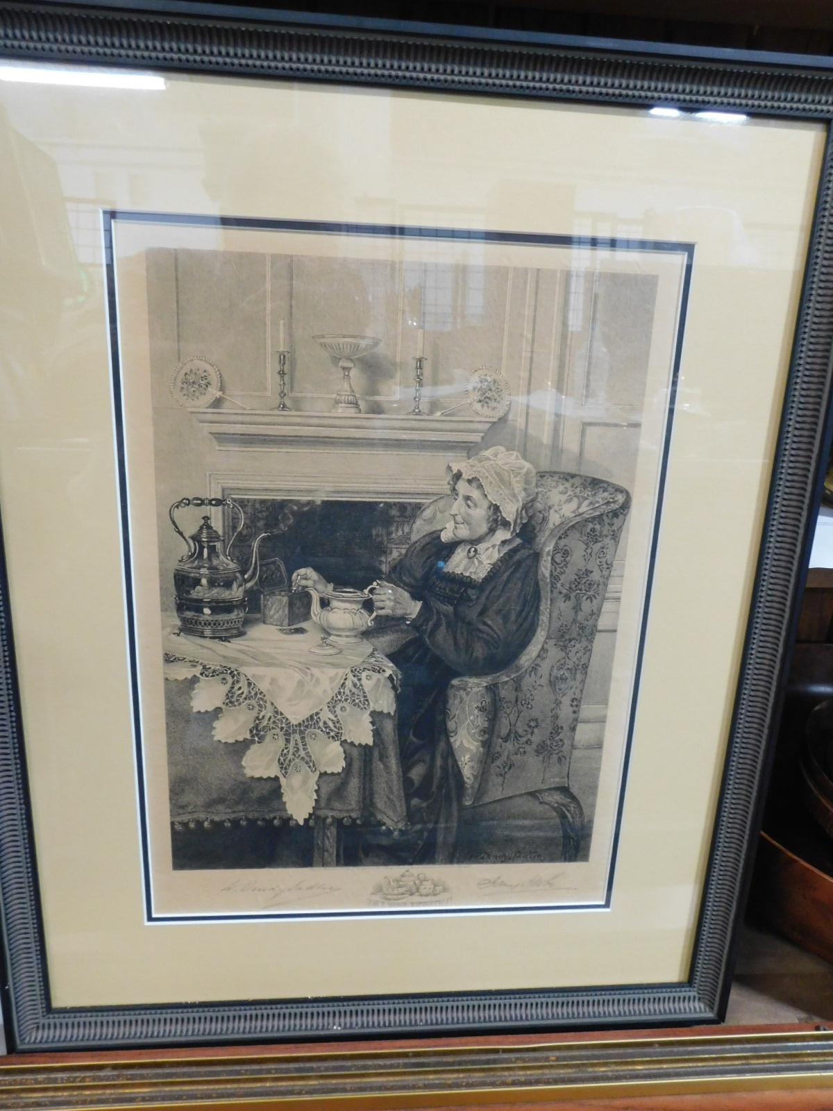 Walter Dendy Sadler | Tea Time, lady putting tea leaves into tea pot ...