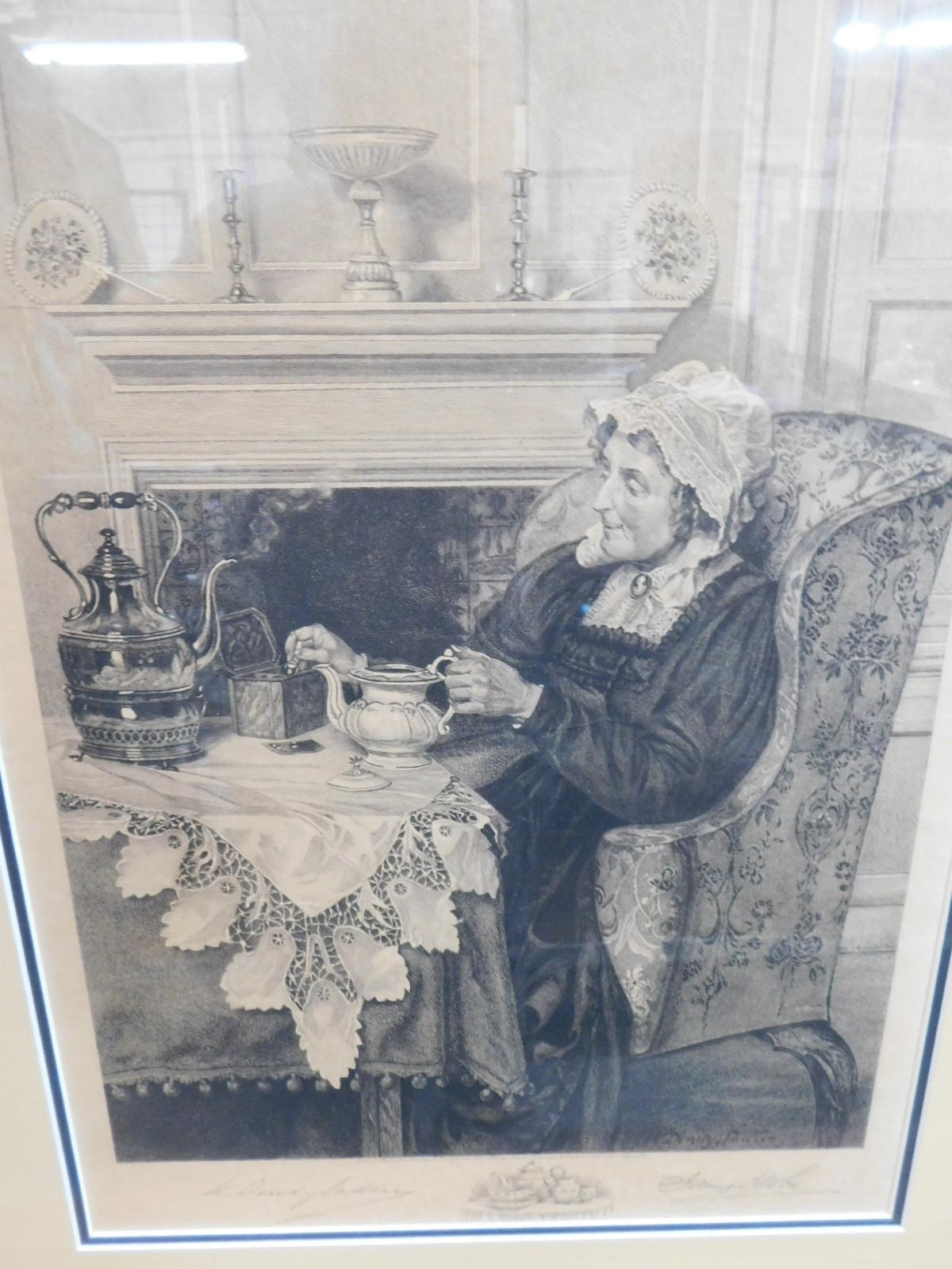 Walter Dendy Sadler | Tea Time, lady putting tea leaves into tea pot ...