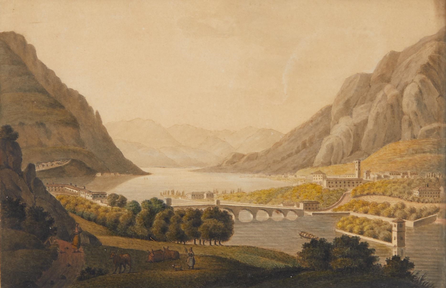 Johann Finetti | Blick auf den Comersee mit der Stadt Lecco und der ...