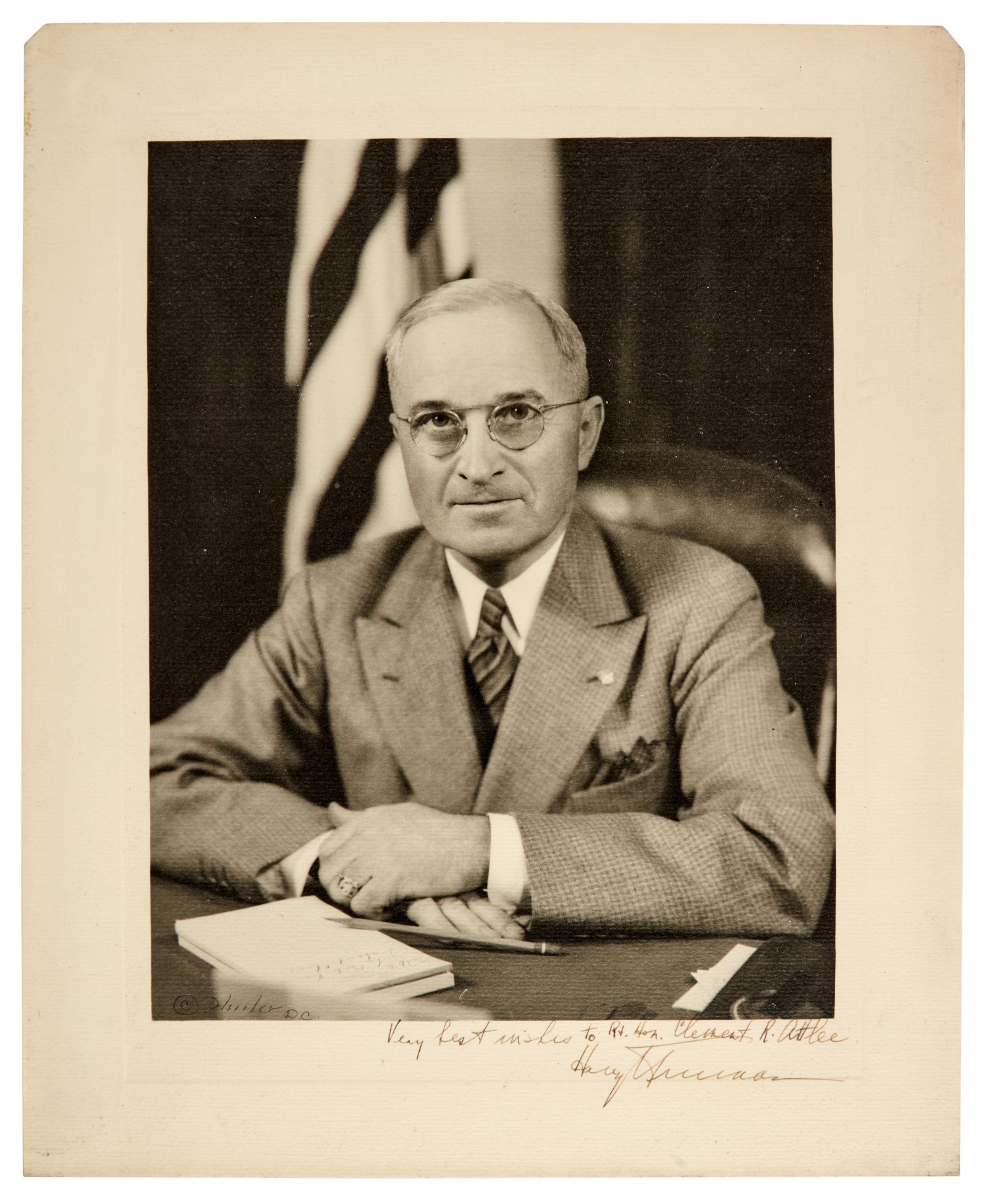 Harry S. Truman | Signed photo, inscribed to Clement Attlee, undated ...