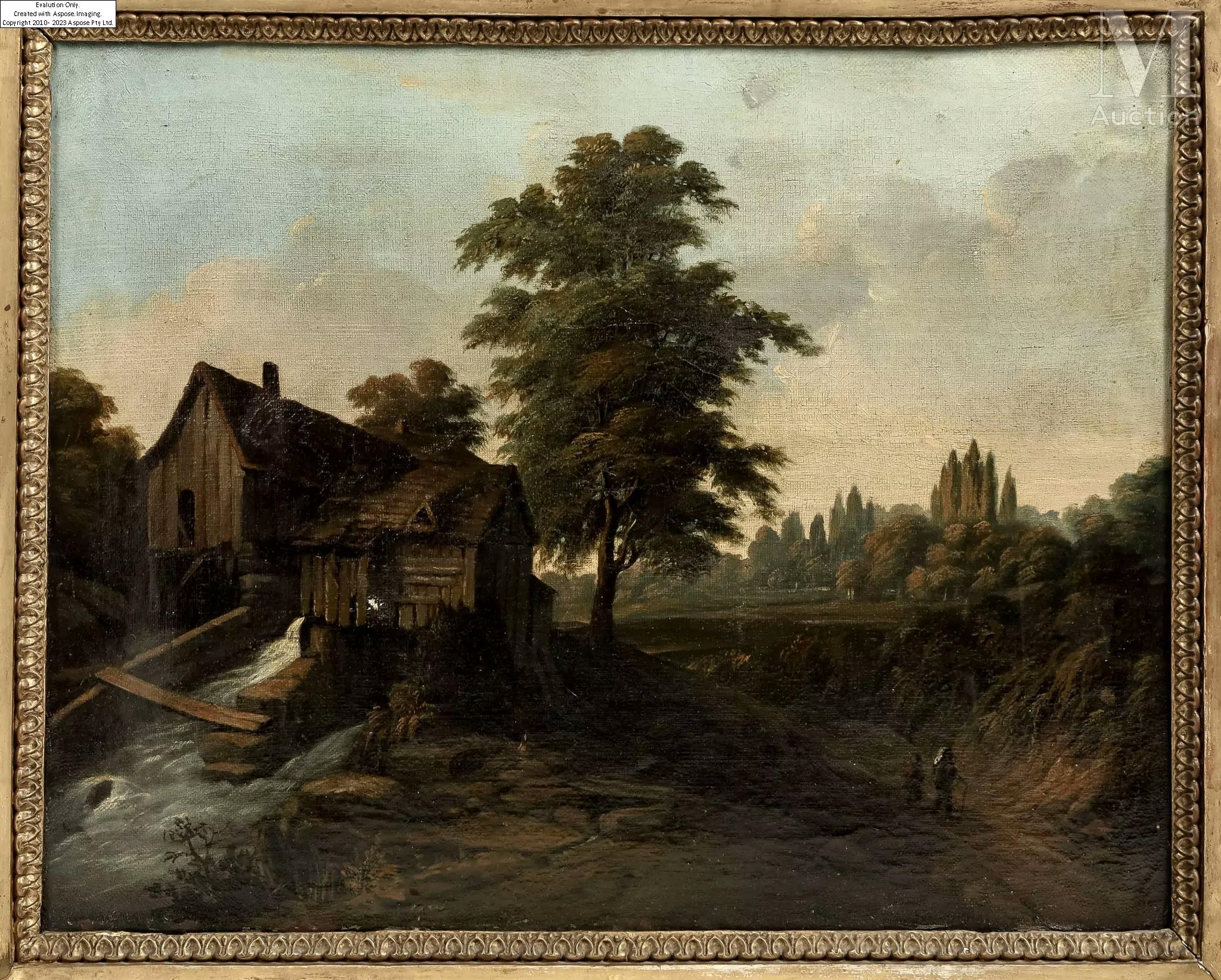 Lazare Bruandet | Paysage au ruisseau et à la maison | MutualArt