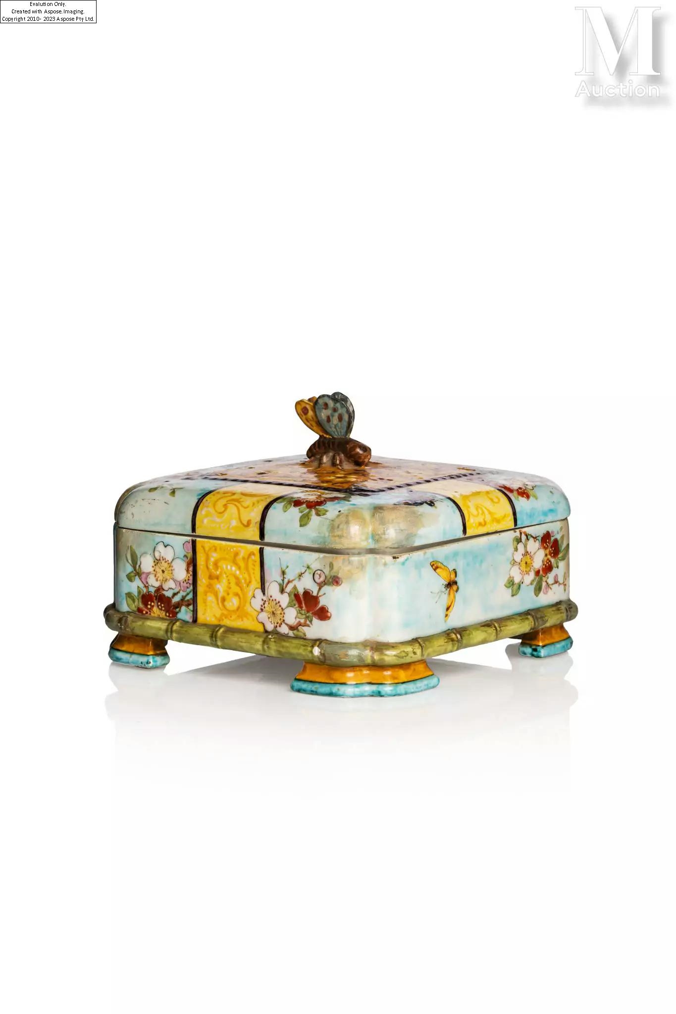 Joseph-Theodore Deck | Flowering fruit tree branches, birds, a stylized ...