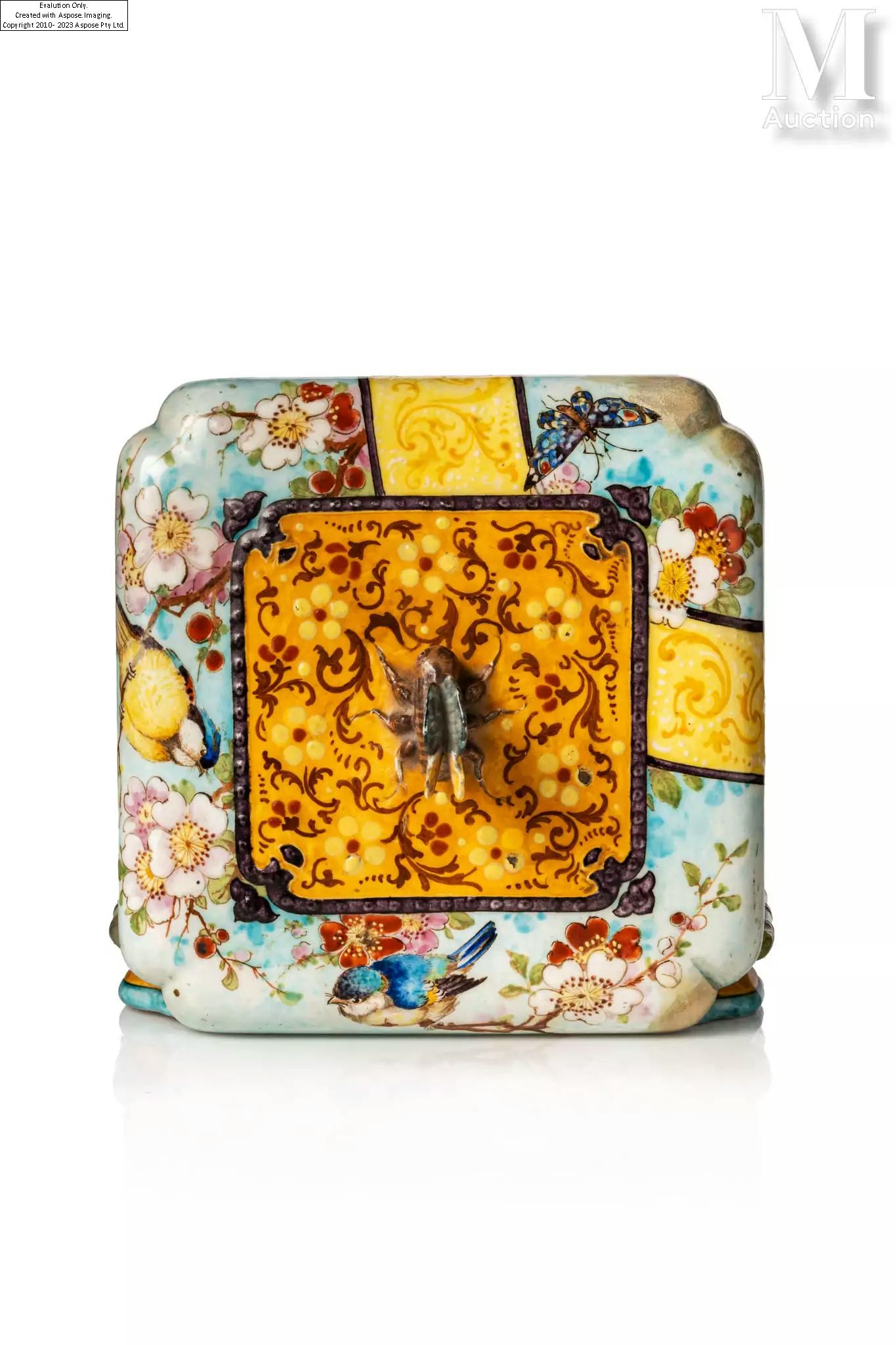 Joseph-Theodore Deck | Flowering fruit tree branches, birds, a stylized ...