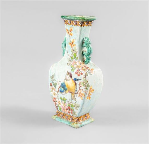 Joseph-Theodore Deck | Ceramic gourd vase with a long conical neck on a ...