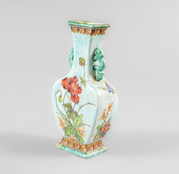 Joseph-Theodore Deck | Ceramic gourd vase with a long conical neck on a ...