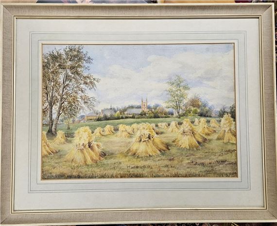 J. Muir | A late th early th Century Watercolour of a harvest scen ...