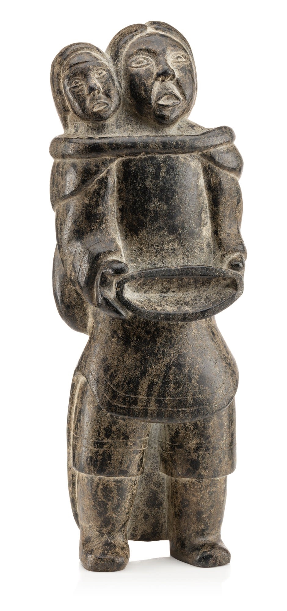 Kaka Ashoona | Standing Mother and Child, Holding a Qulliq (Circa 1955 ...