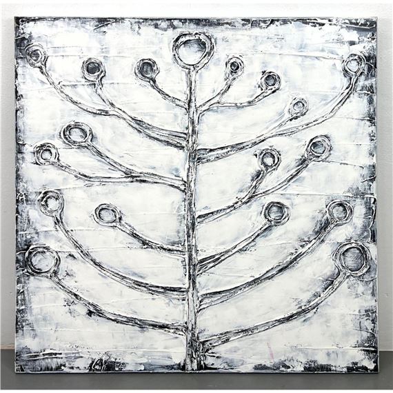 Sarah Brooke | SARAH BROOKE 1987 White gray ABSTRACT ACRYLIC painting ...