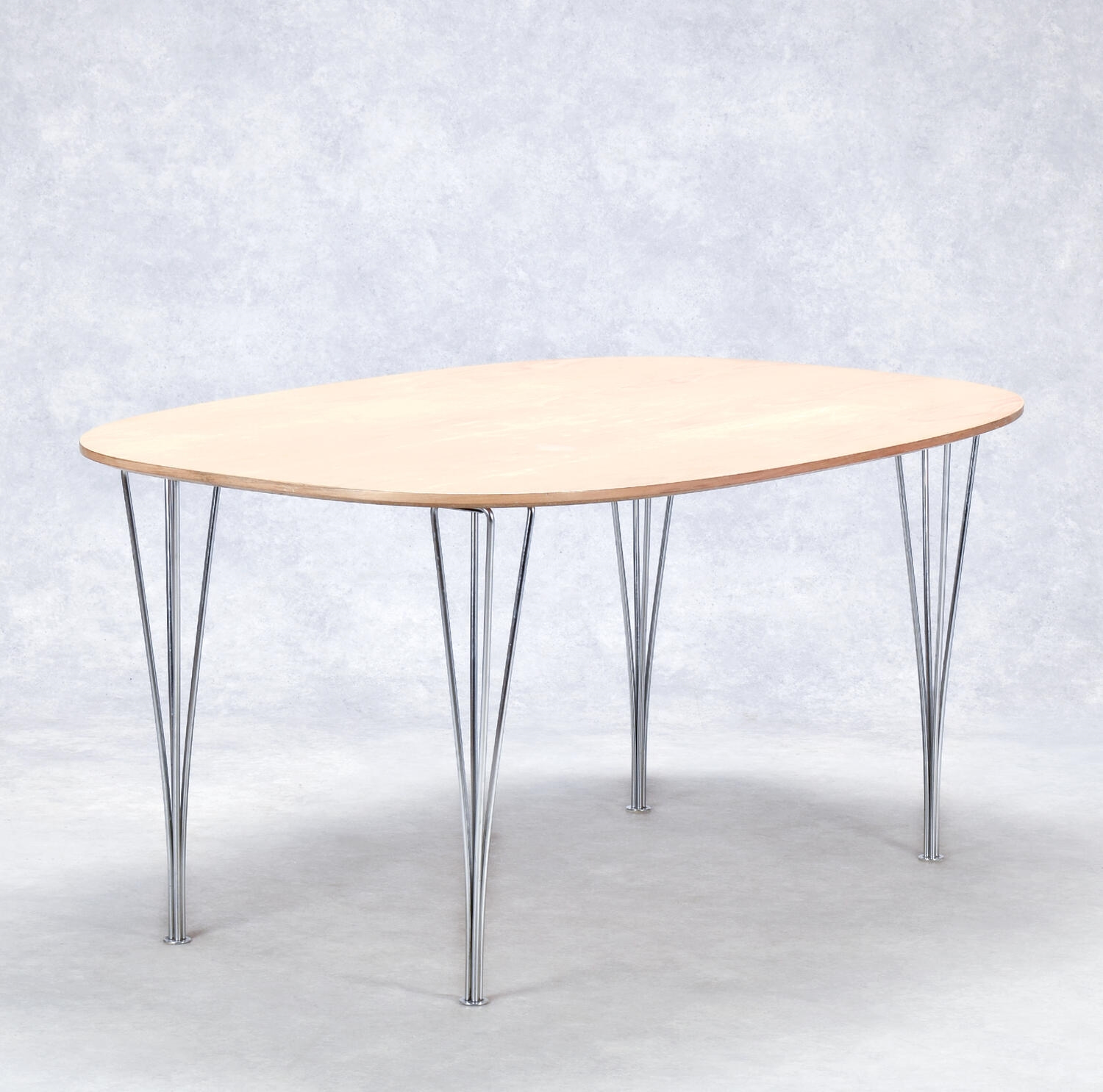Bruno Mathsson | Table veneered in birch with four chromed legs (1983 ...