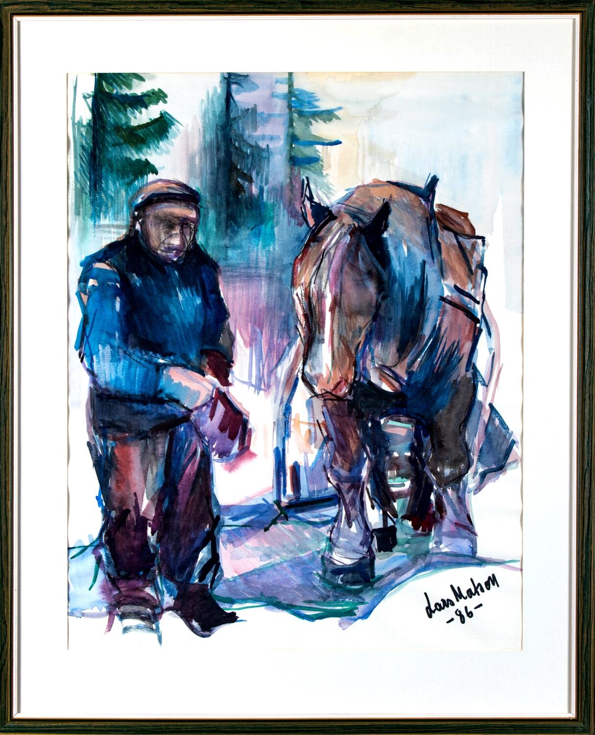 Lars Matson | Motif of farmer with horse (1986) | MutualArt
