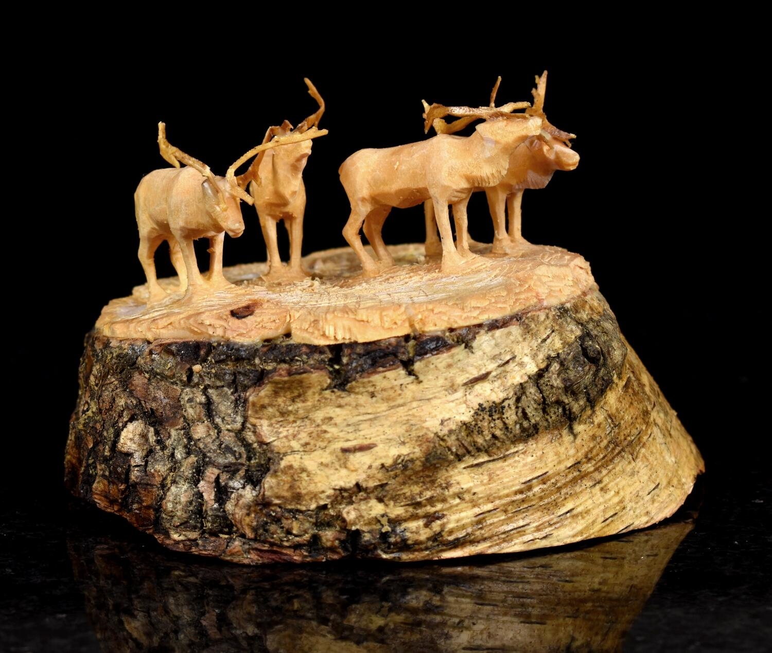 Kjell Bergqvist | Sculpture made of carved wood representing four ...