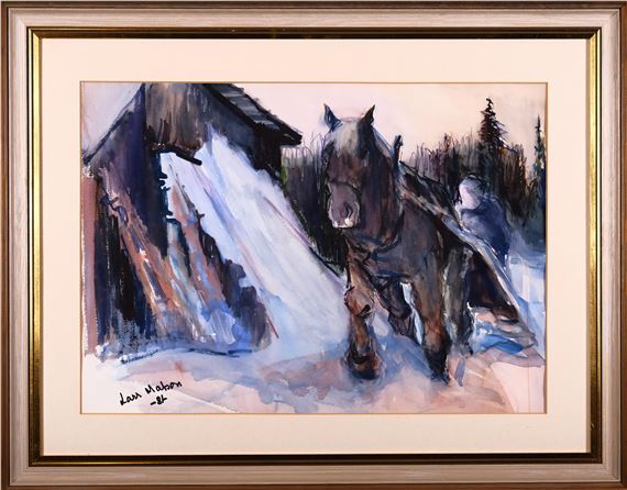 Lars Matson | Motif of lumberjack and horse (1981) | MutualArt