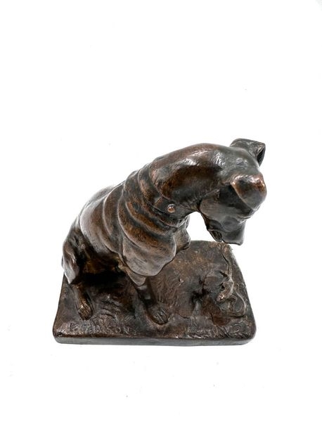 Claude Sanson | Dog standing in front of a lizard | MutualArt