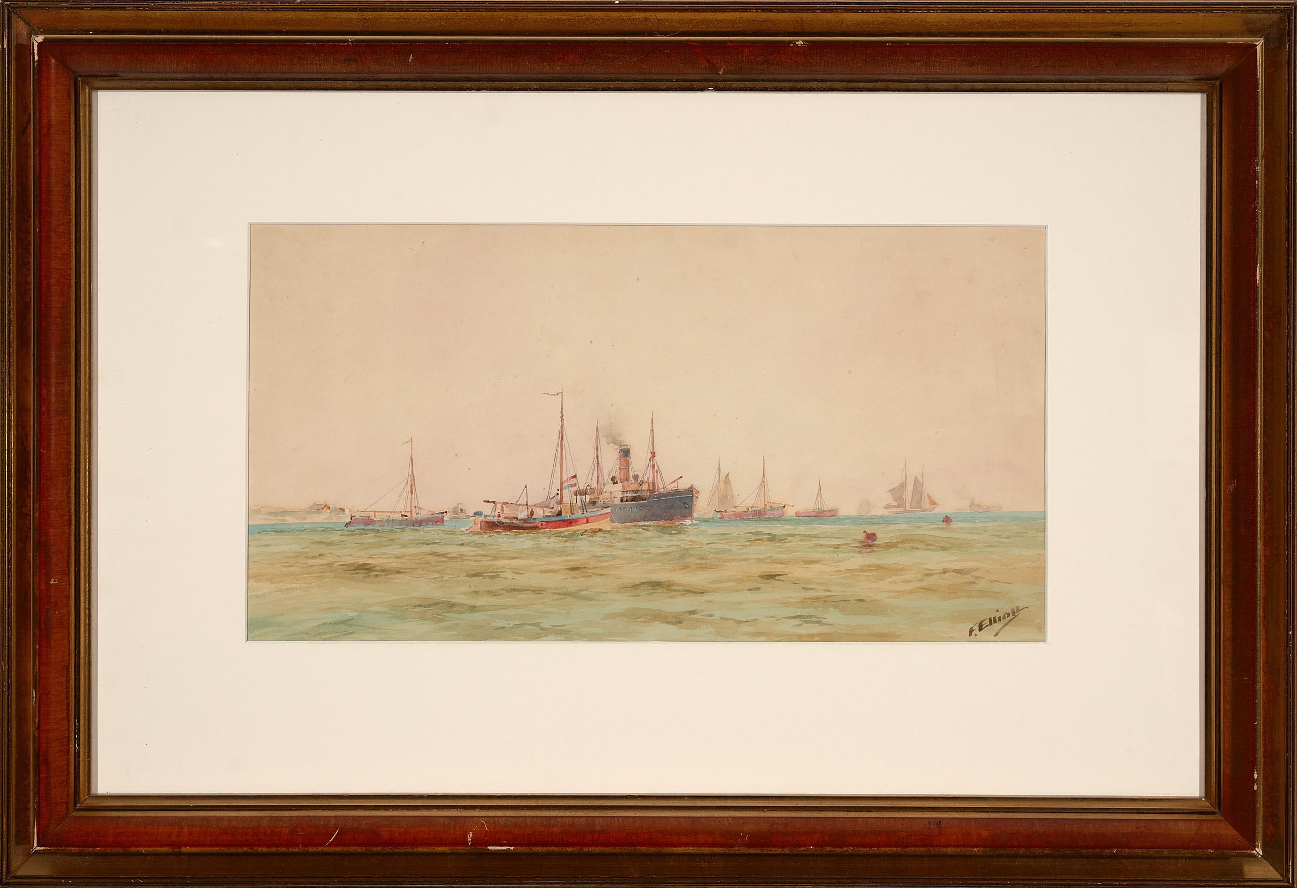 Frederick James Elliot | Steam and Ships in the Harbour | MutualArt