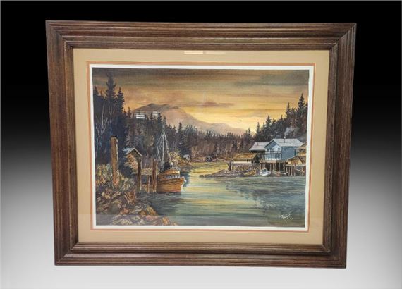 Jim Knutson | Fishing Village (Circa 1979) | MutualArt