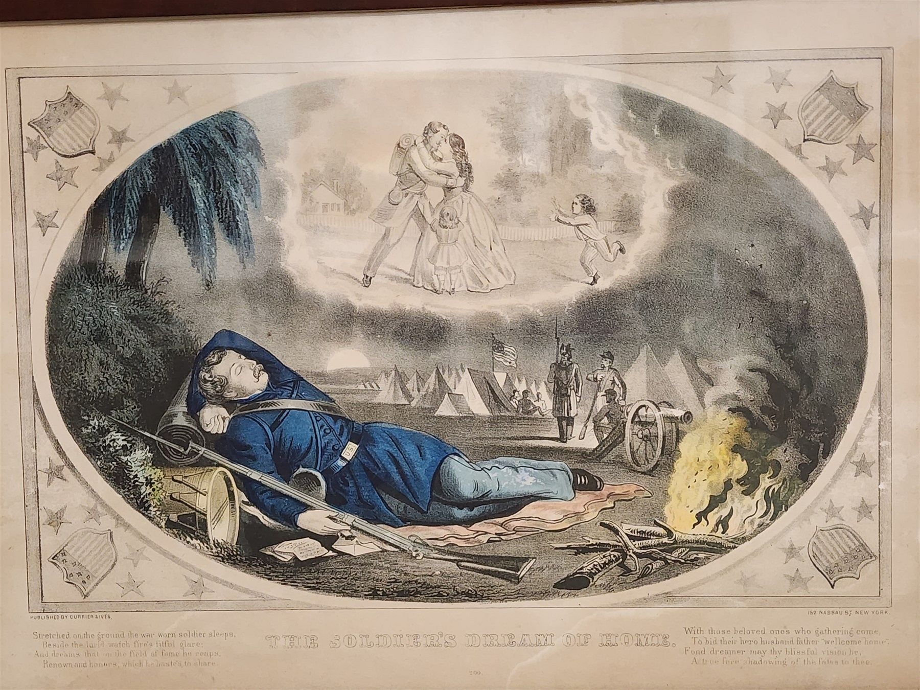 Currier & Ives | Framed Currier And Ives Hand Olored Litho The Soldier ...