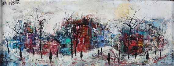 Maurille Prevost | Parisian street with figures | MutualArt