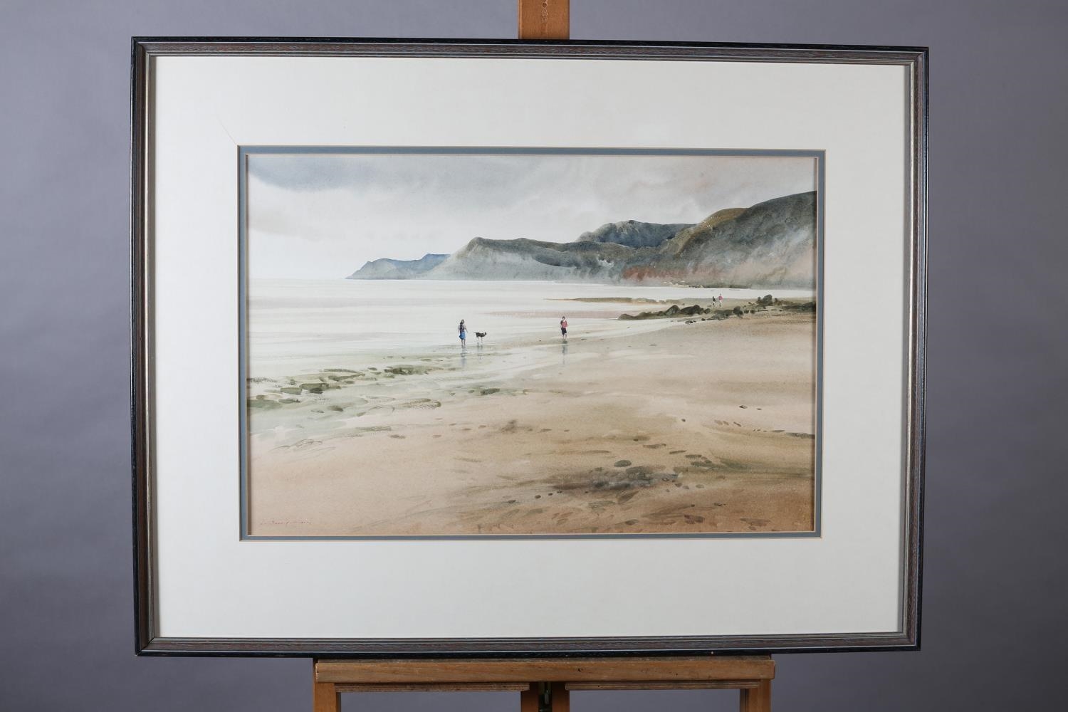 John Barrie Haste | Beach coastal scene with figures, | MutualArt