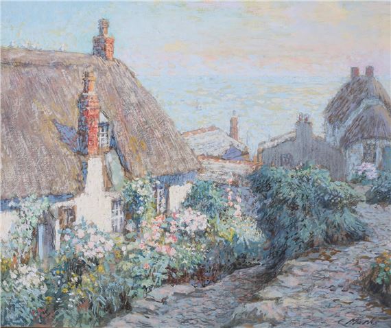 Charles E. Marks | Thatched cottages by the sea | MutualArt