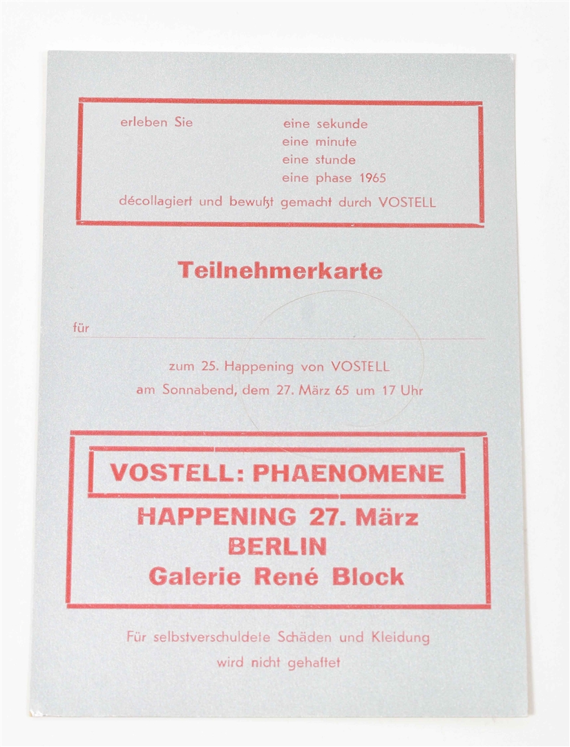 Wolf Vostell | Wolf Vostell, 4 invitation cards from Galerie Rene Block ...