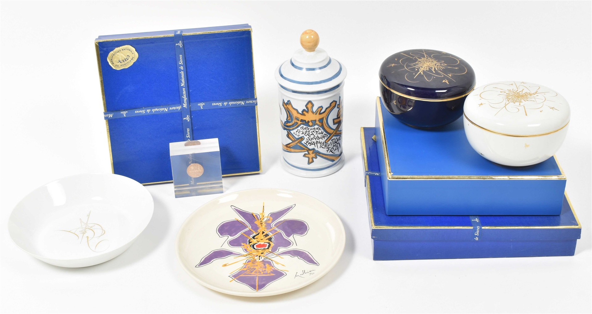 Georges Mathieu | Mathieu, G. (1921-2012). Eight various dishes (Circa ...