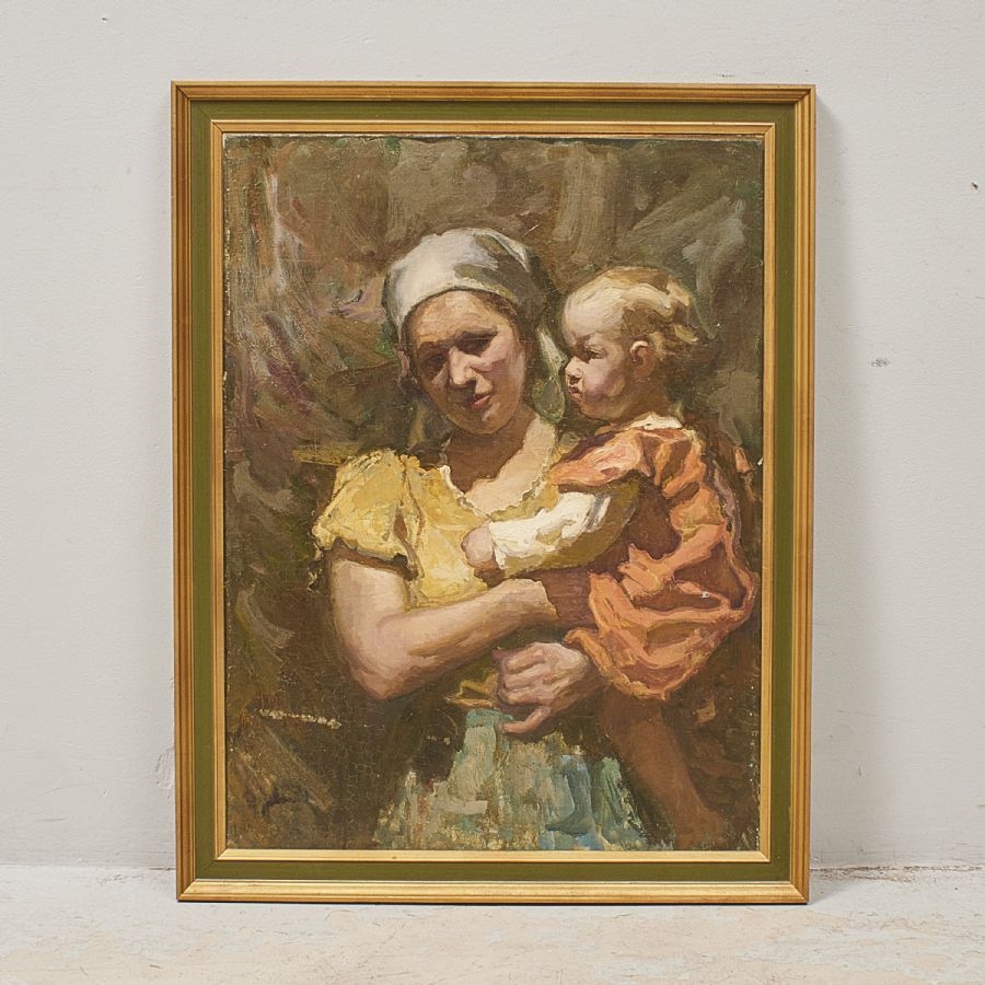 Rudolf Jelinek | Austria. Mother and child. Signed. Oil on panel ...